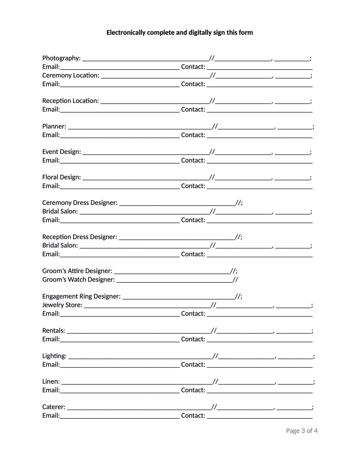 Wedding Information Form - Wedding Style Magazine